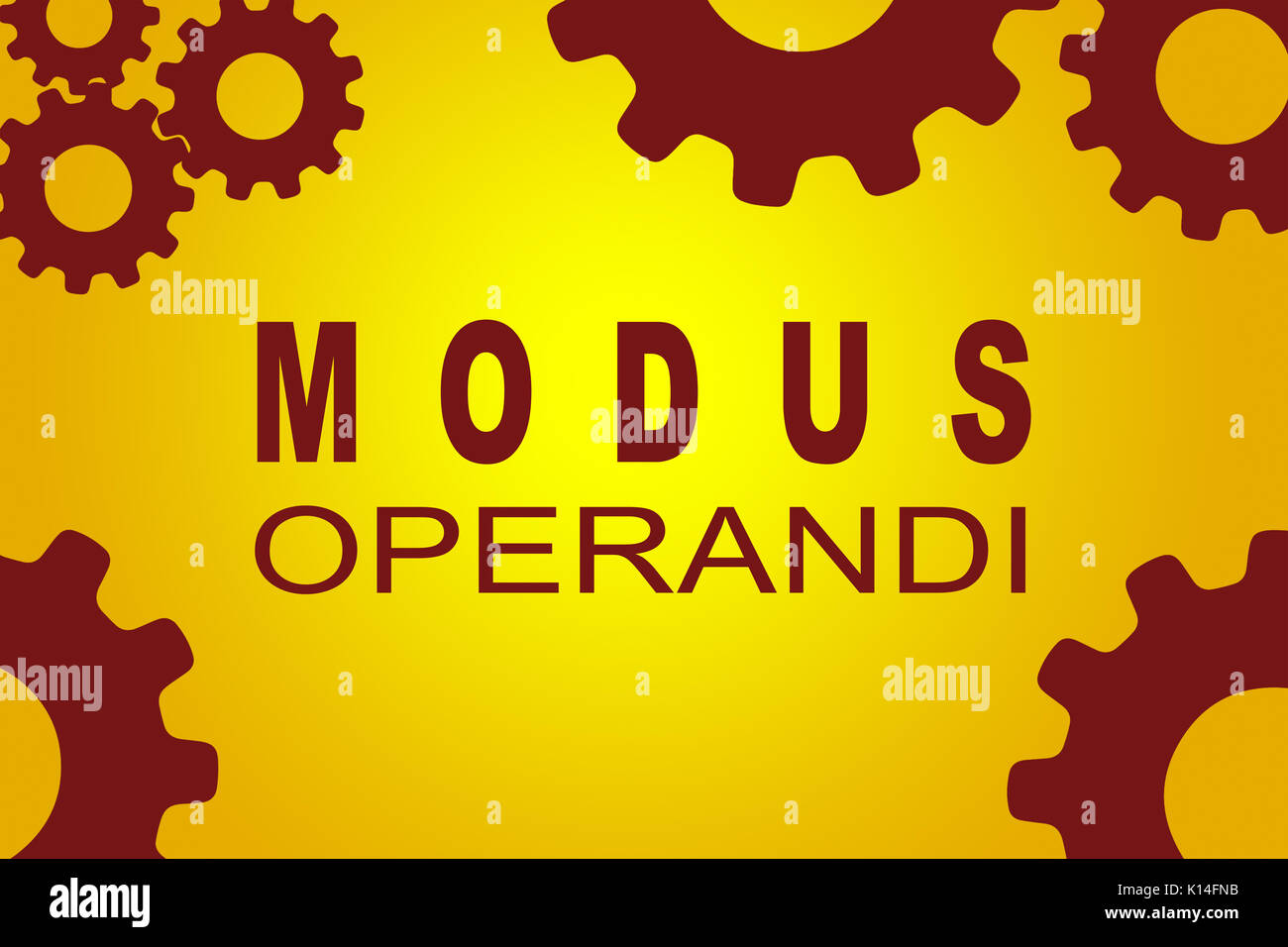 MODUS OPERANDI sign concept illustration with red gear wheel figures on ...
