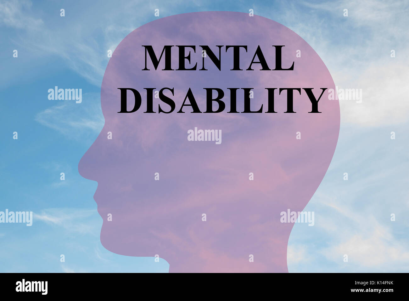Render illustration of "MENTAL DISABILITY" title on head silhouette ...