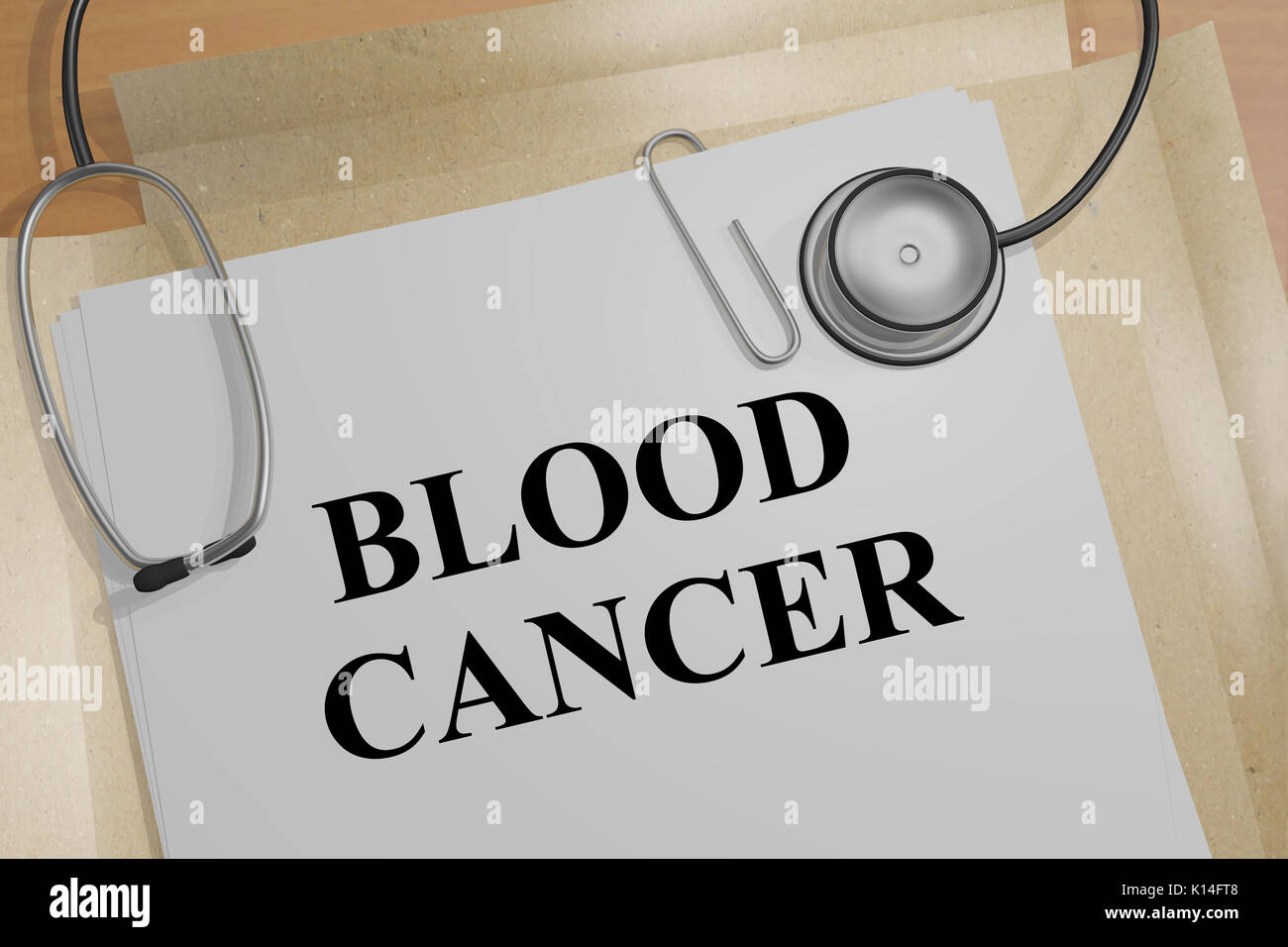 3D illustration of "BLOOD CANCER" title on a medical document Stock ...