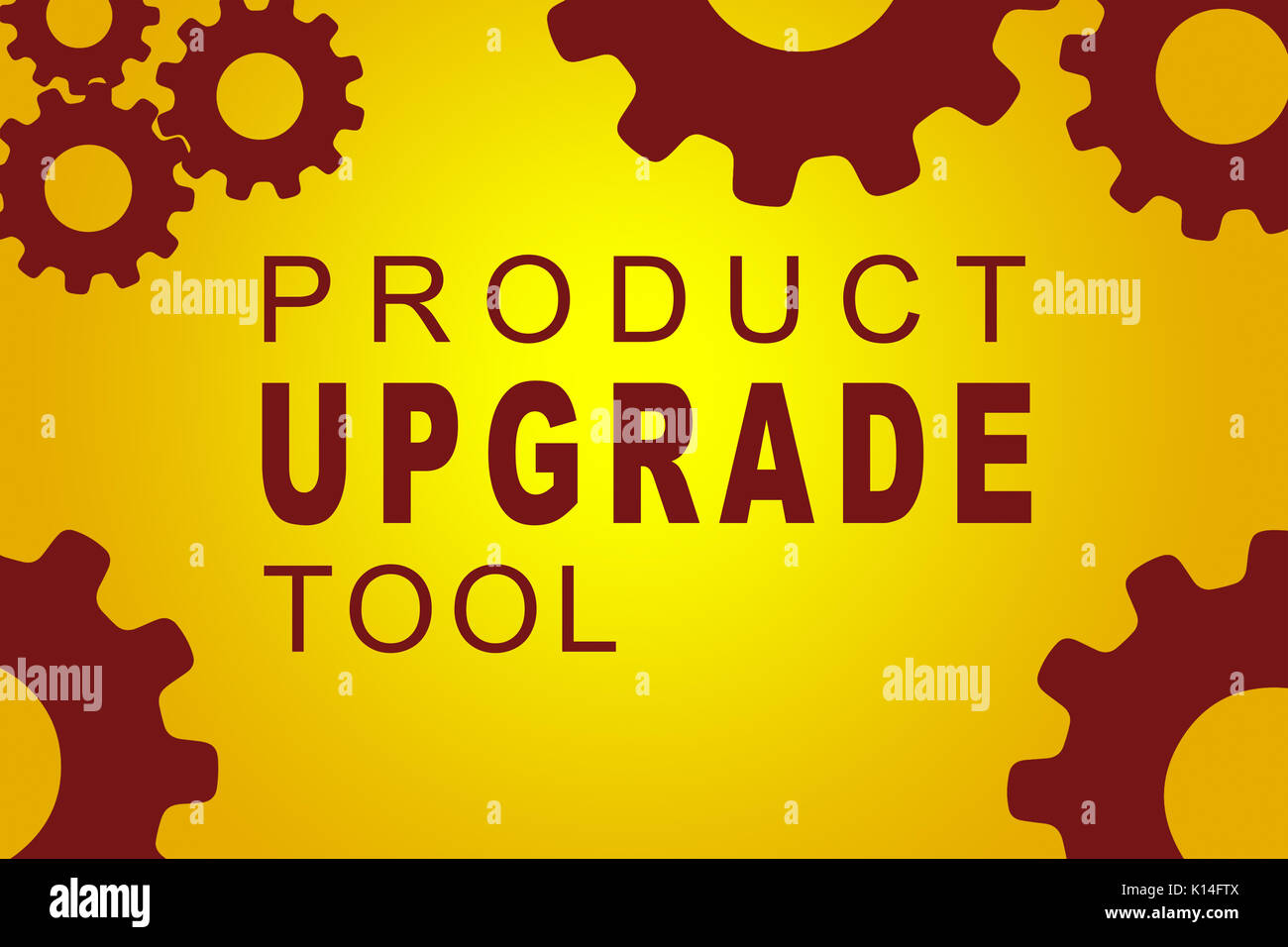 PRODUCT UPGRADE TOOL sign concept illustration with red gear wheel ...