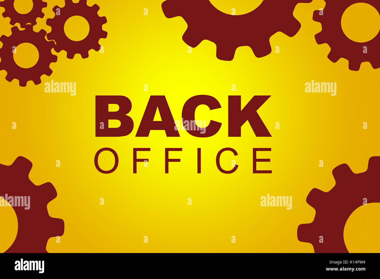 Back office sign concept illustration with red gear wheel figures on ...