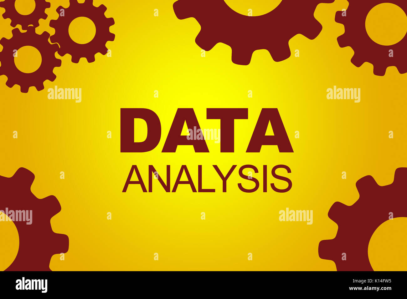 Data analysis sign concept illustration with red gear wheel figures on ...