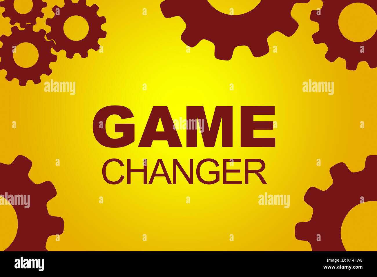 GAME CHANGER sign concept illustration with red gear wheel figures on ...
