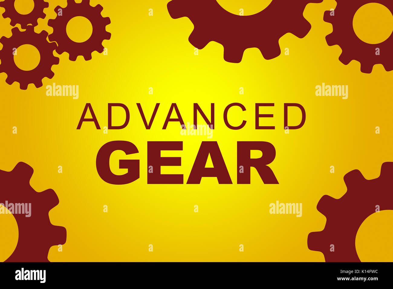 Advanced gear sign concept illustration with red gear wheel figures on ...