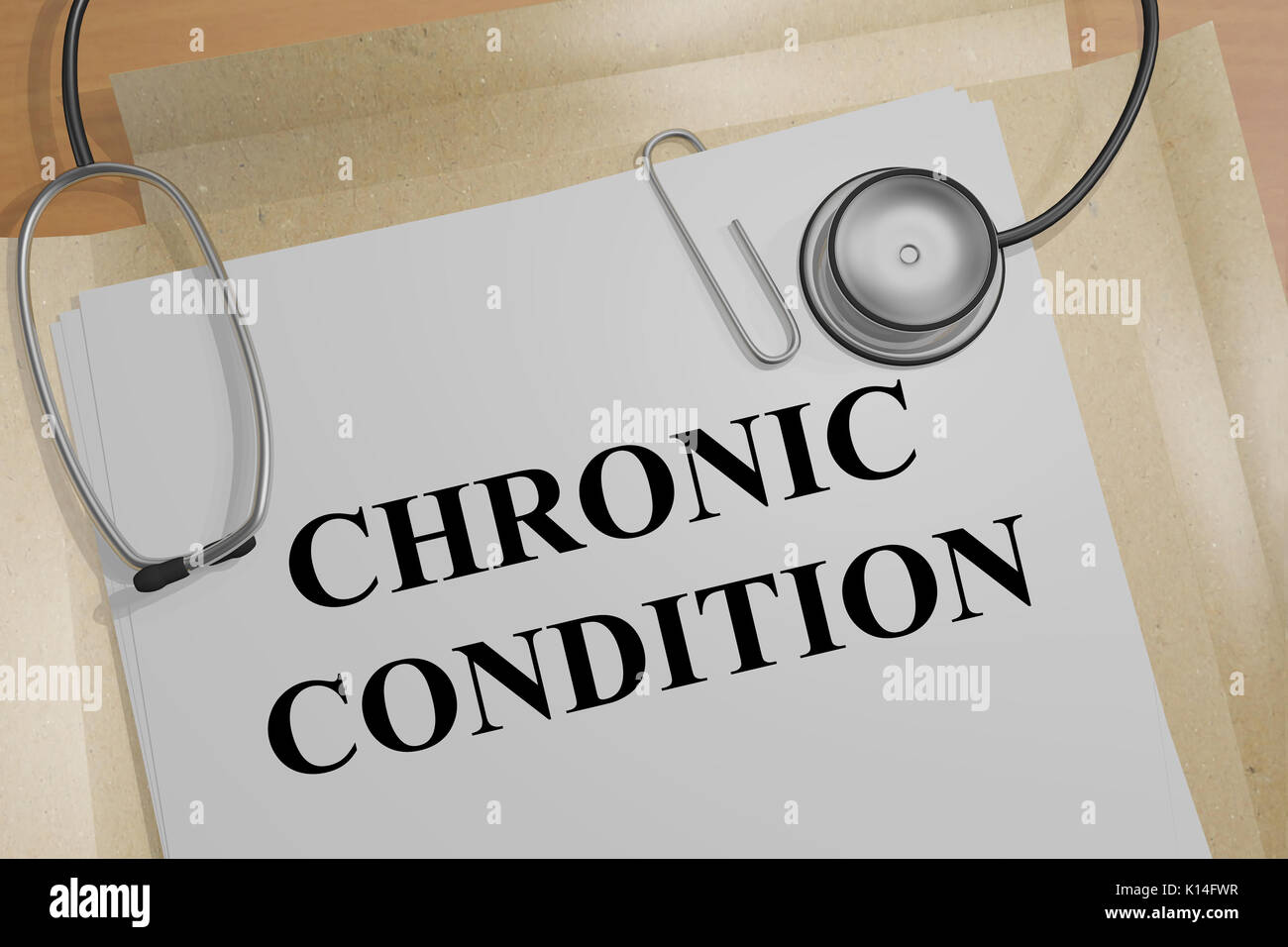 3D illustration of "CHRONIC CONDITION" title on a medical document ...