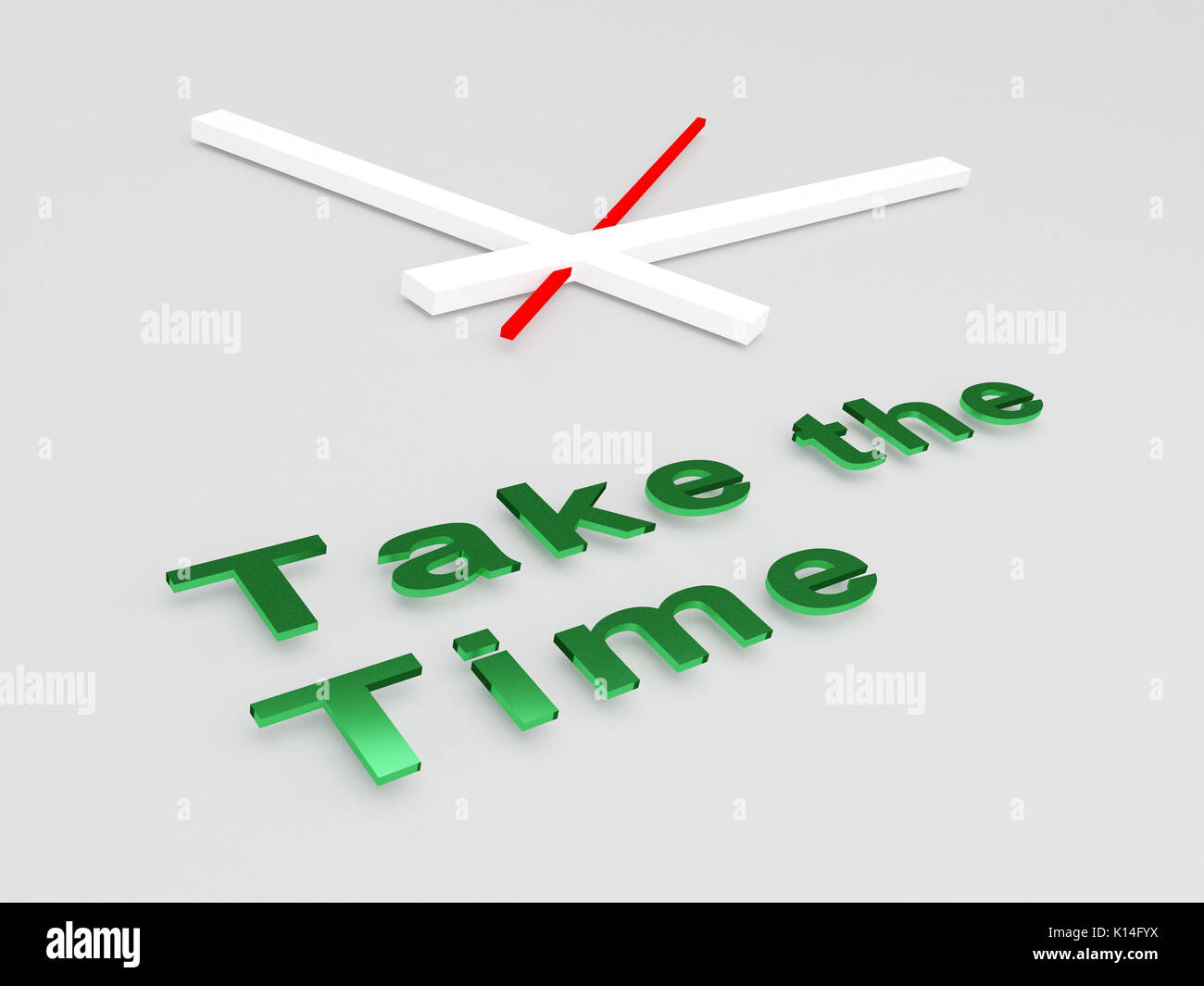 3D illustration of "Take the Time" title with a clock as a background ...