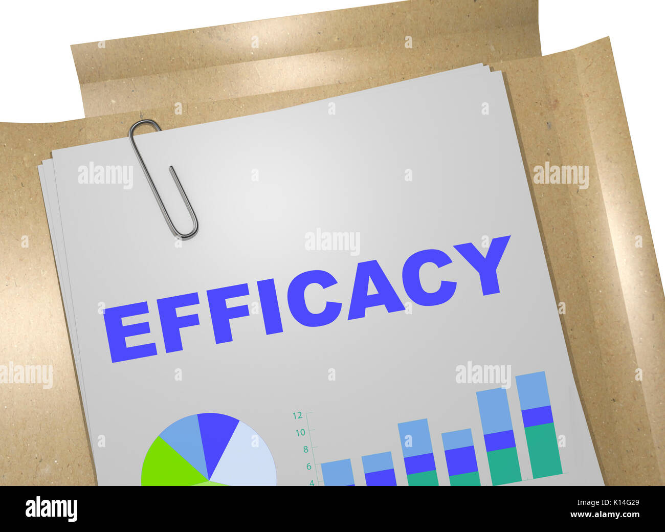 3D illustration of "EFFICACY" title on business document Stock Photo ...