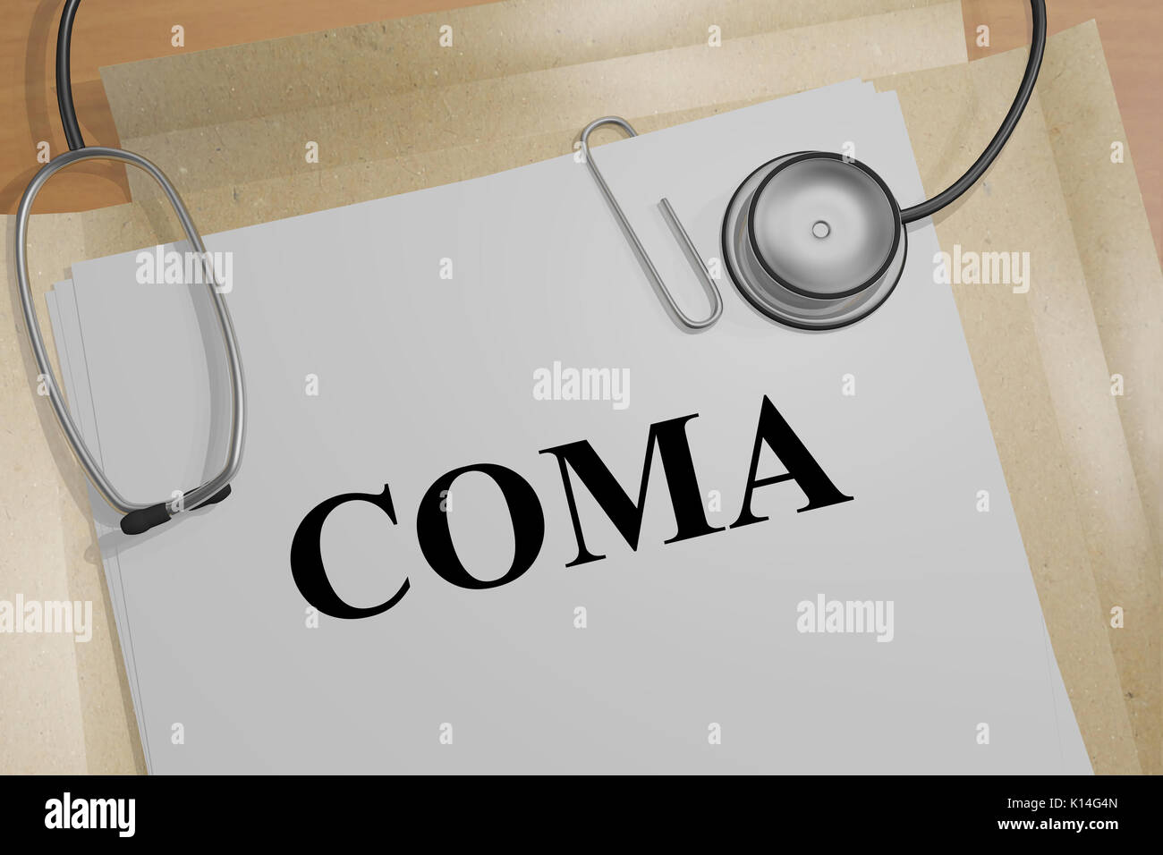 3D illustration of "COMA" title on a medical document Stock Photo - Alamy