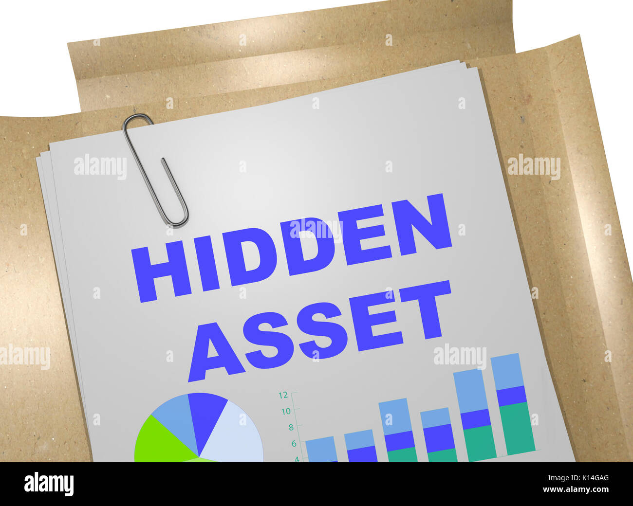 3D illustration of "HIDDEN ASSET" title on business document Stock ...