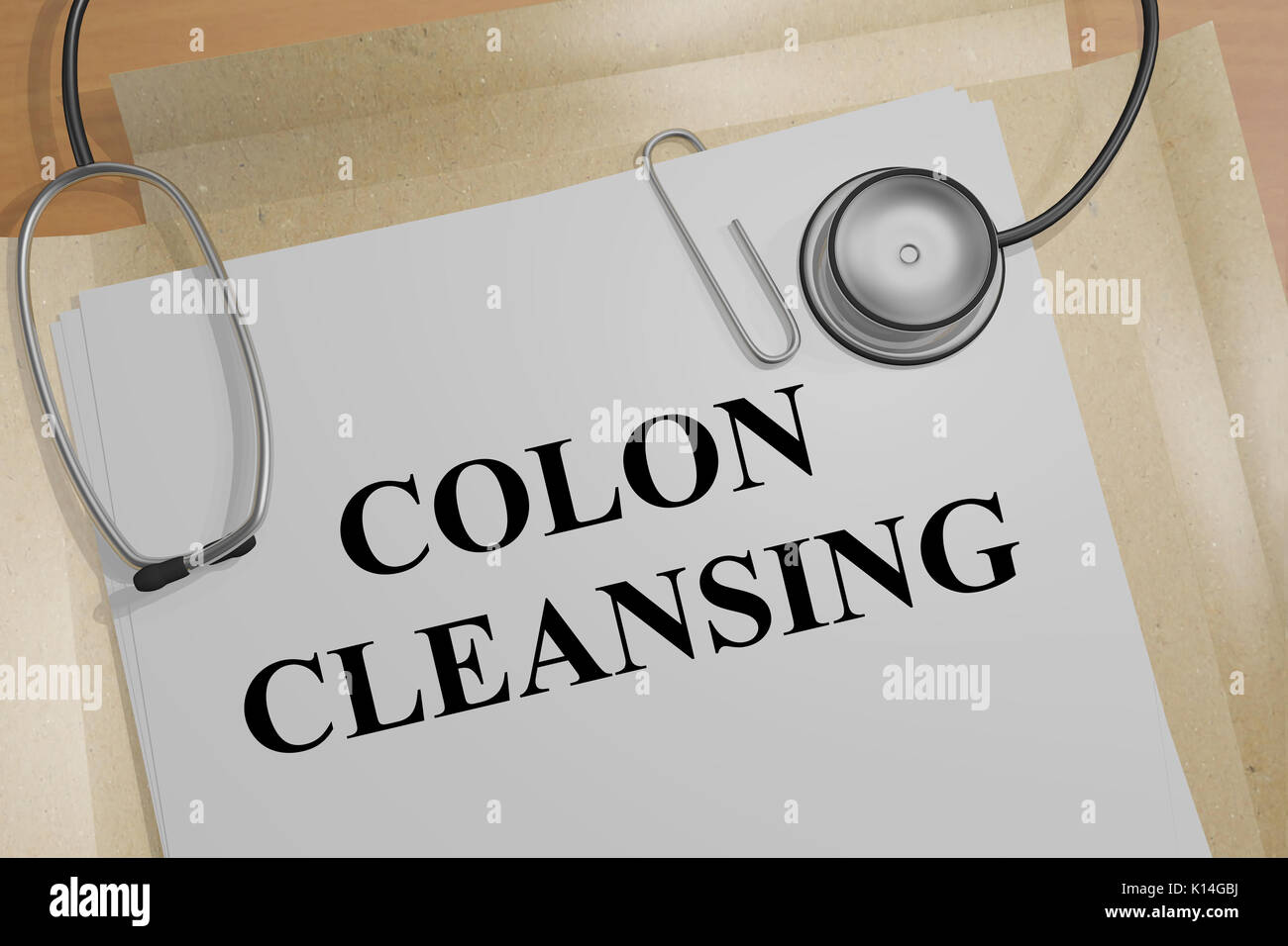 3D illustration of "COLON CLEANSING" title on a medical document Stock ...