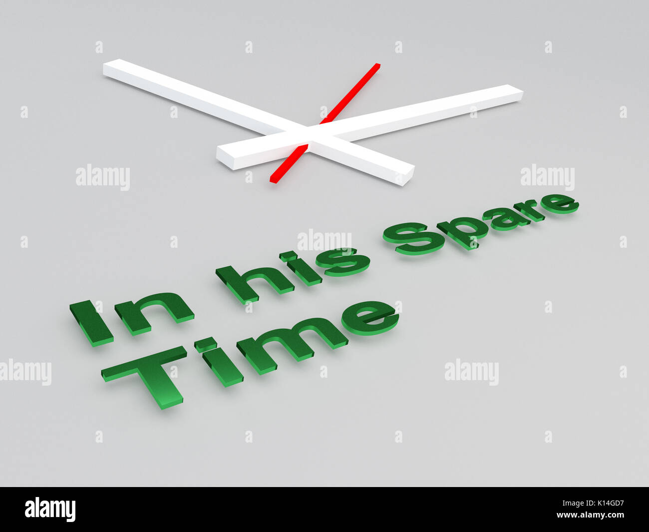 3D illustration of "In His Spare Time" title with a clock as a ...