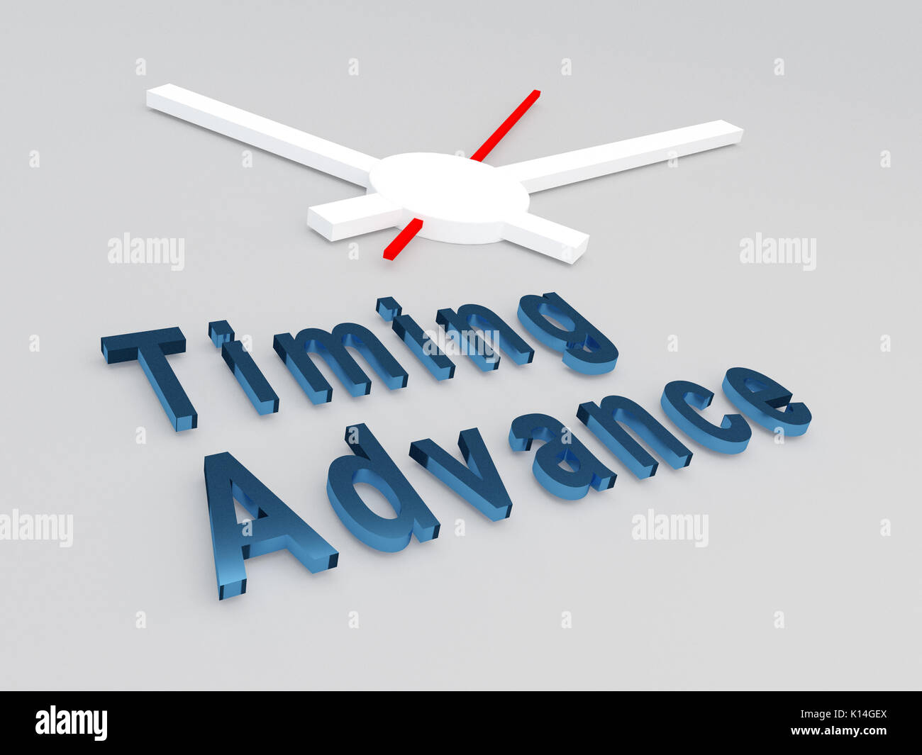 3D illustration of "Timing Advance" title with a clock as a background ...