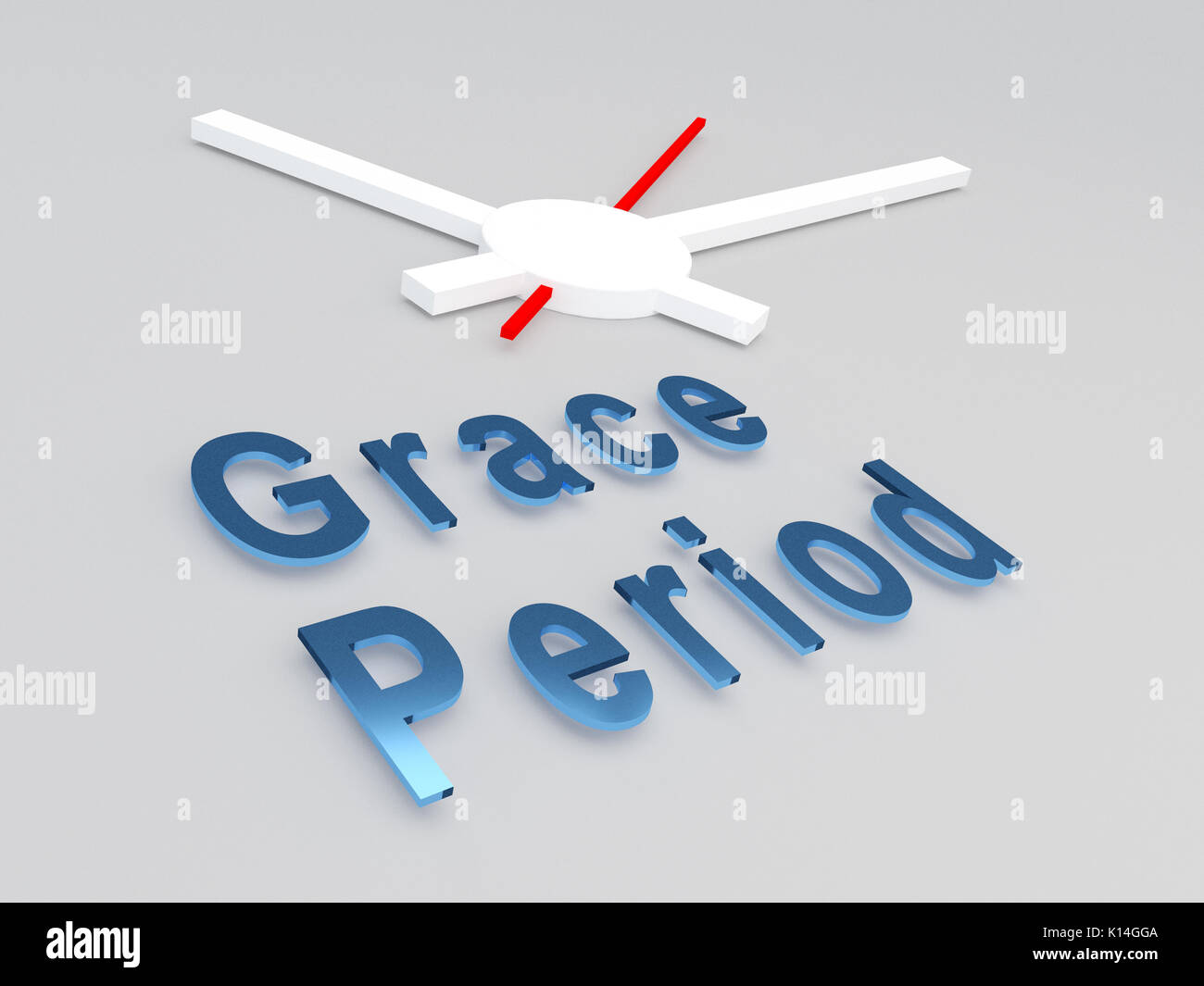3D illustration of "Grace Period" title with a clock as a background ...