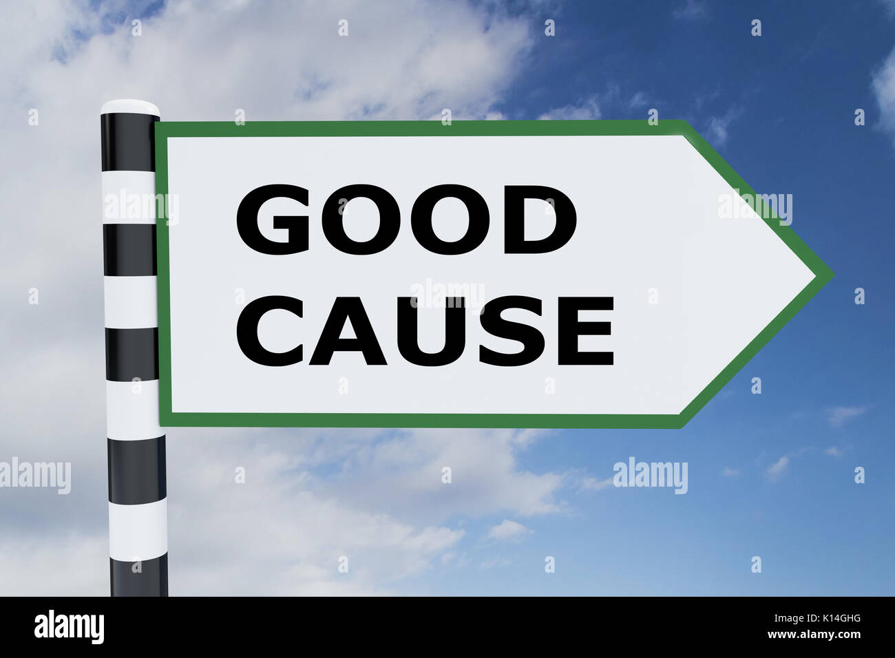 3D illustration of "GOOD CAUSE" script on road sign Stock Photo - Alamy