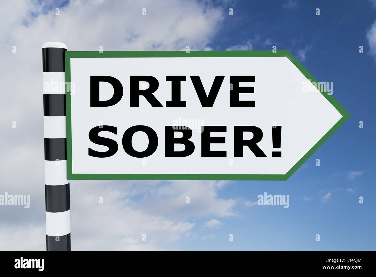 3D illustration of "DRIVE SOBER!" script on road sign Stock Photo - Alamy