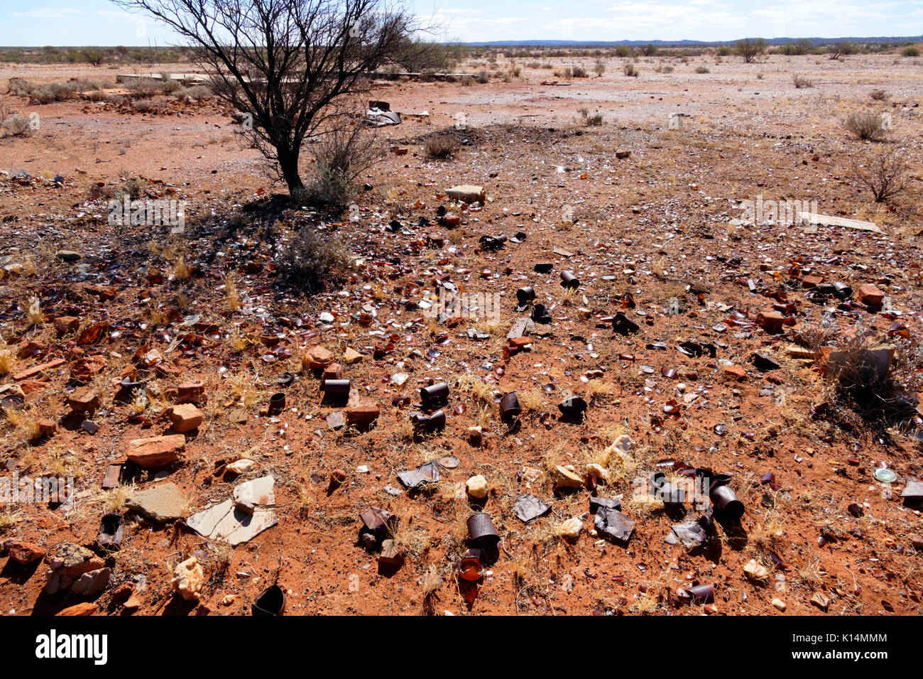 Cans Glass Bottles Rubbish Waste, in Australian Goldfields landscape ...