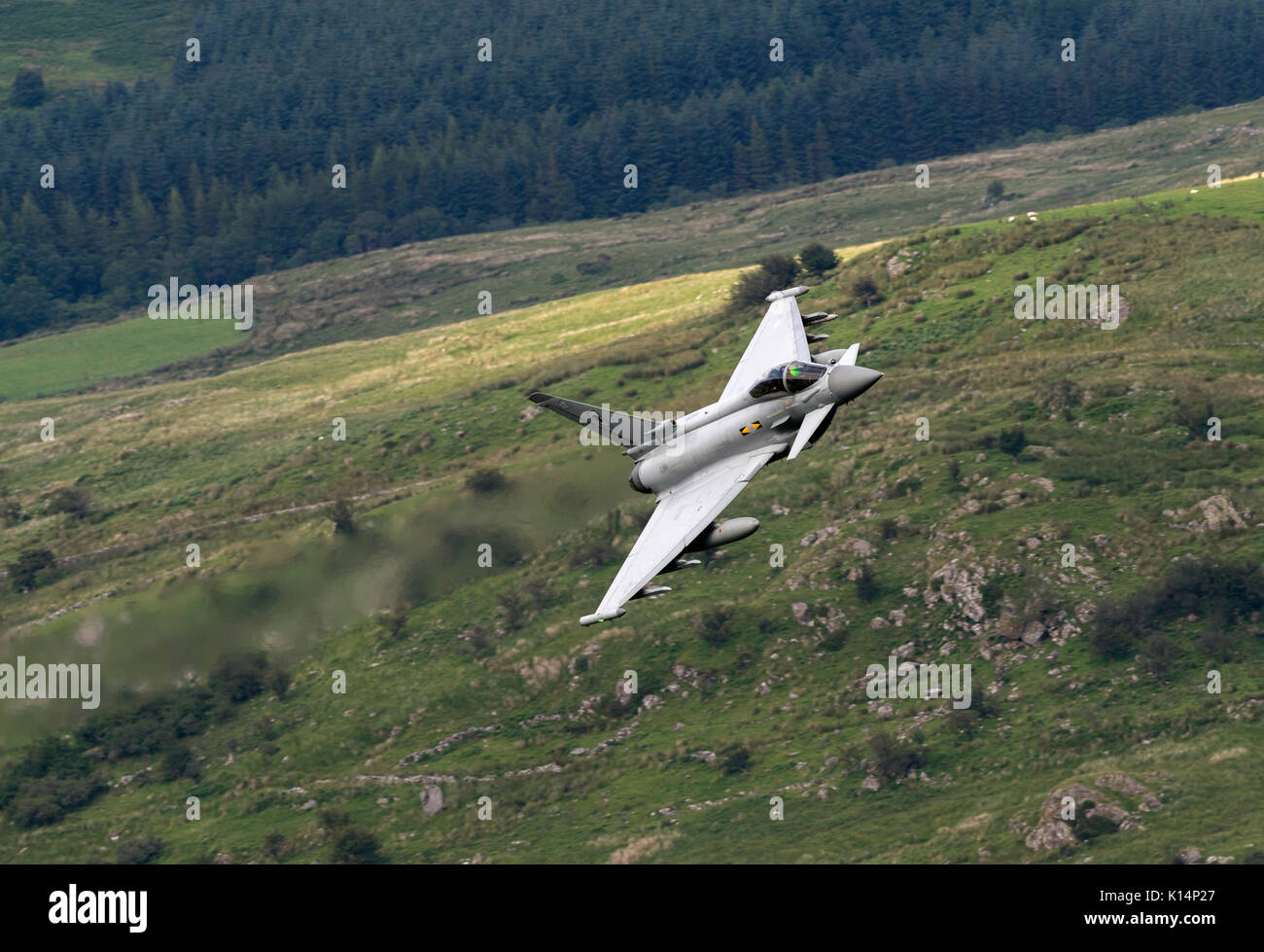 RAF Typhoon FGR4, conducting low level flying training in Snowdonia ...