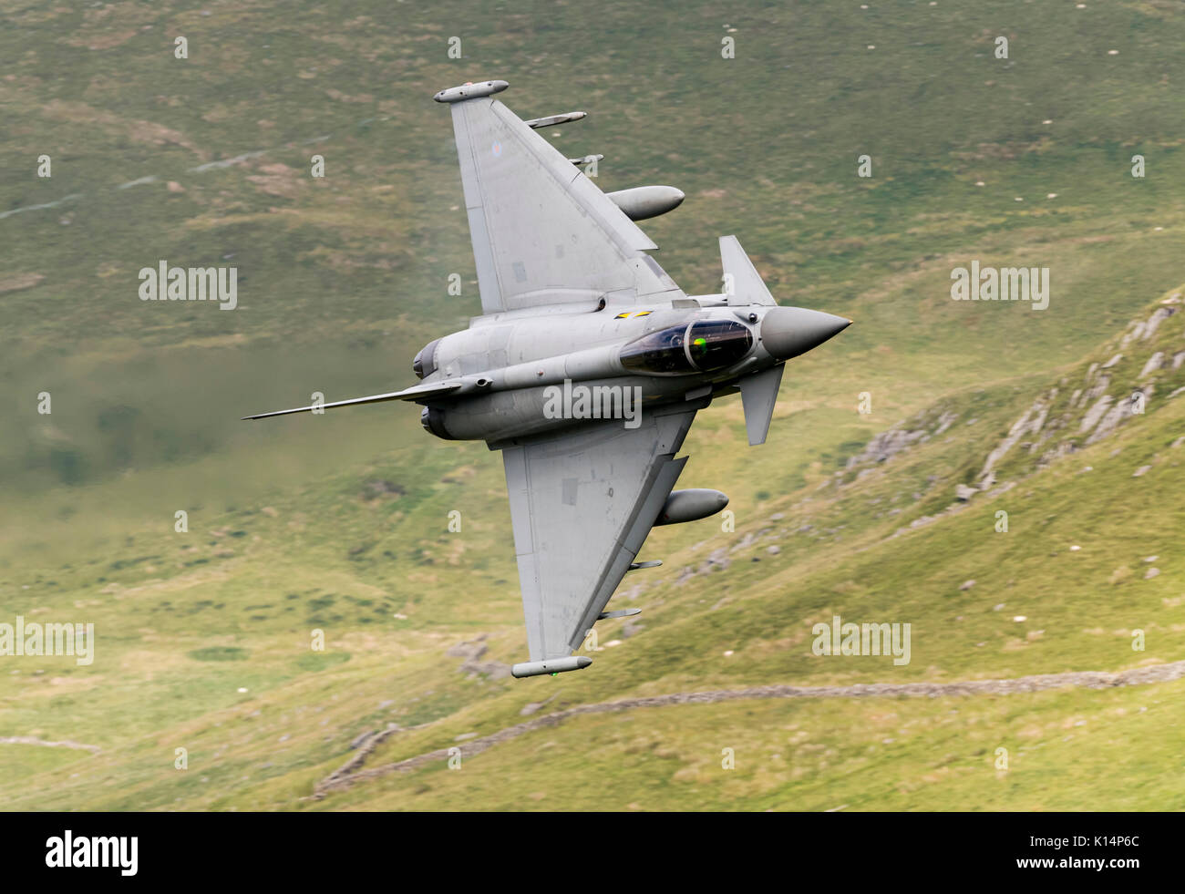RAF Typhoon FGR4, conducting low level flying training in Snowdonia ...