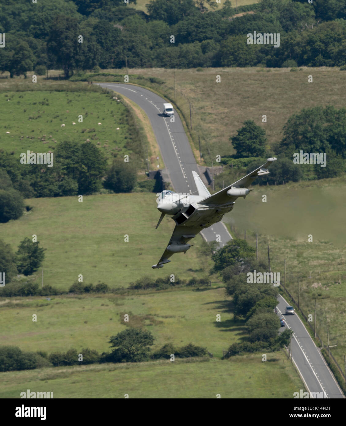 RAF Typhoon FGR4, conducting low level flying training in Snowdonia ...
