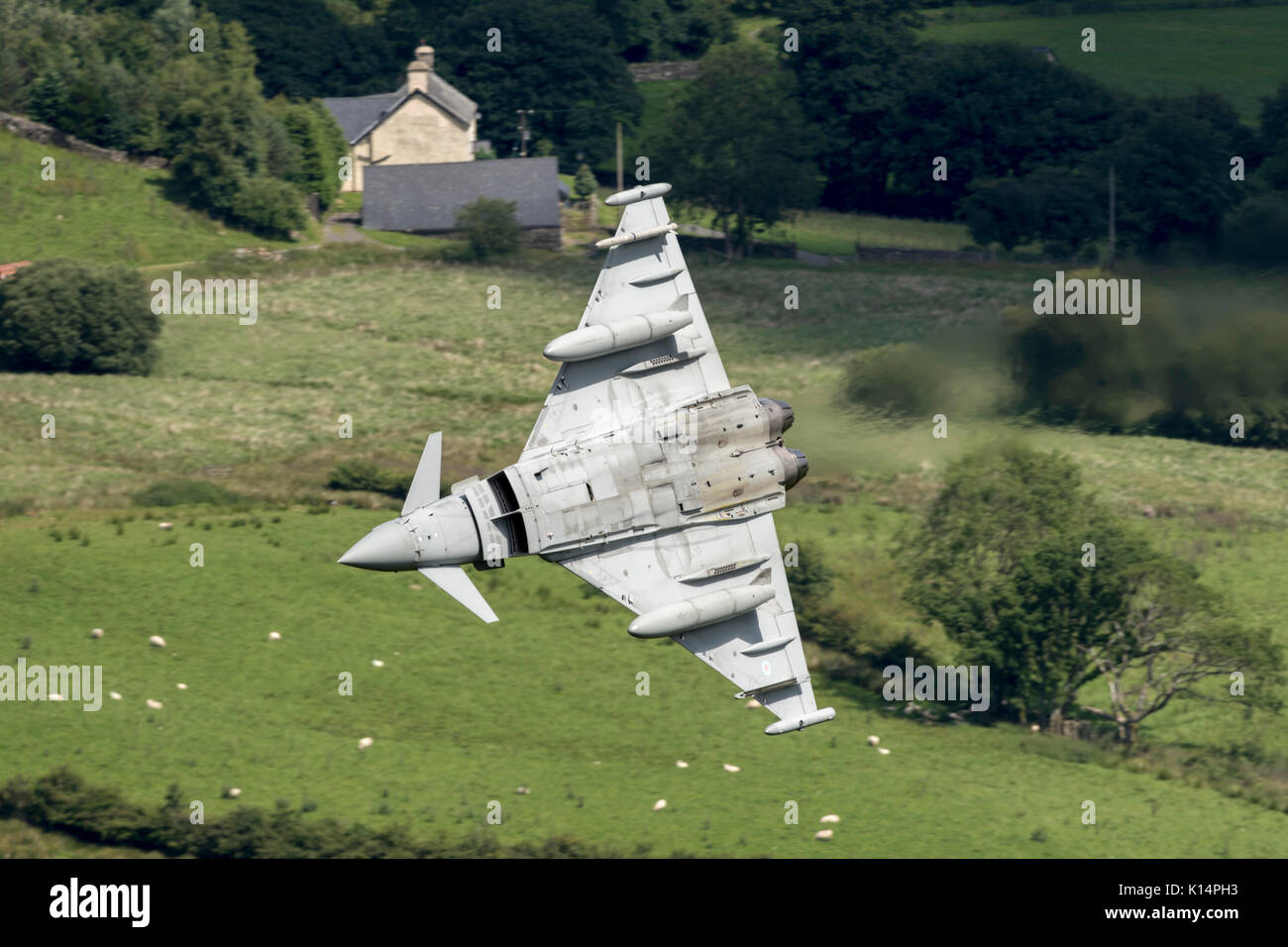 RAF Typhoon FGR4, conducting low level flying training in Snowdonia ...