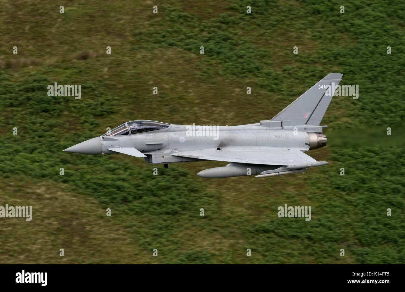 RAF Typhoon FGR4, conducting low level flying training in Snowdonia ...
