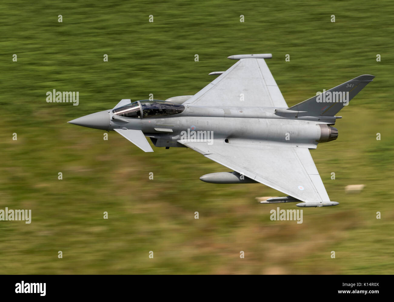 RAF Typhoon FGR4, conducting low level flying training in Snowdonia ...
