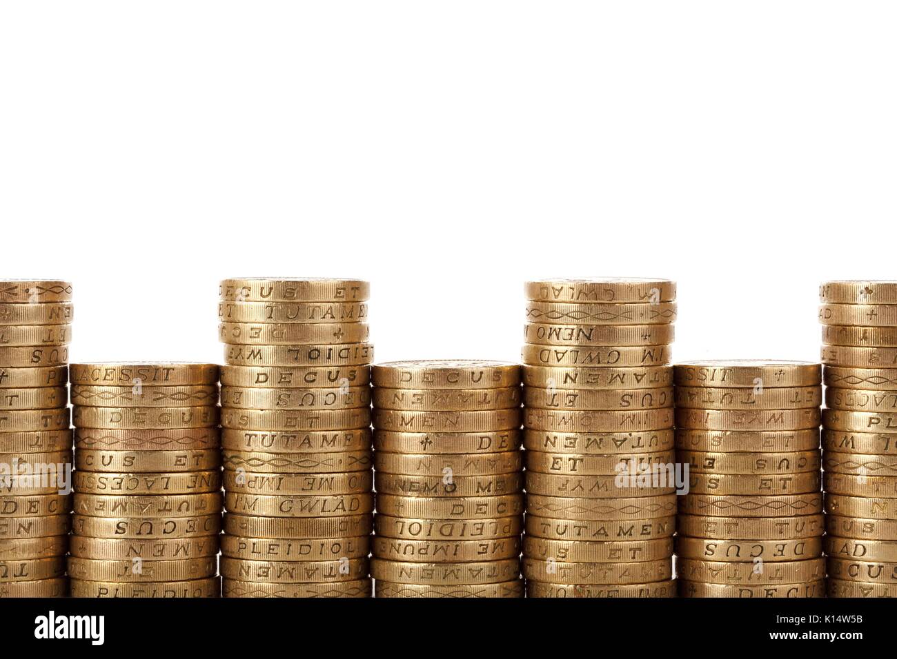 British Sterling Pound Coins Stacked Stock Photos & British Sterling ...