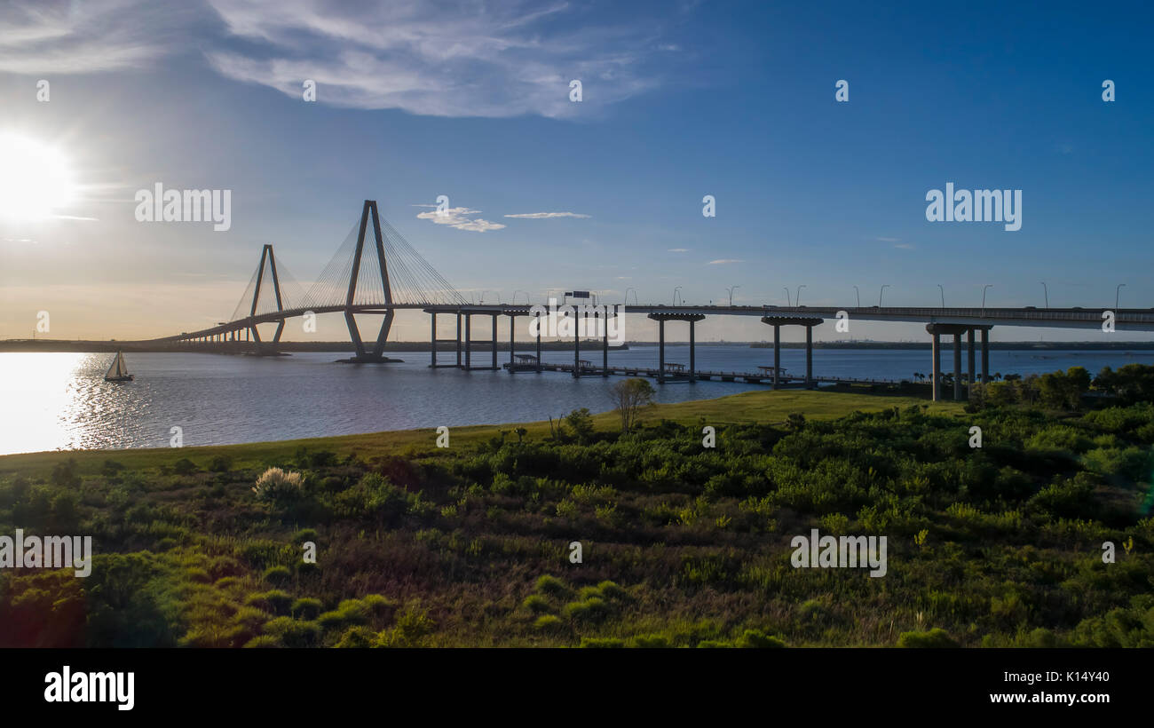 The Arthur Ravenel Jr. Bridge over the Cooper River in South Carolina ...