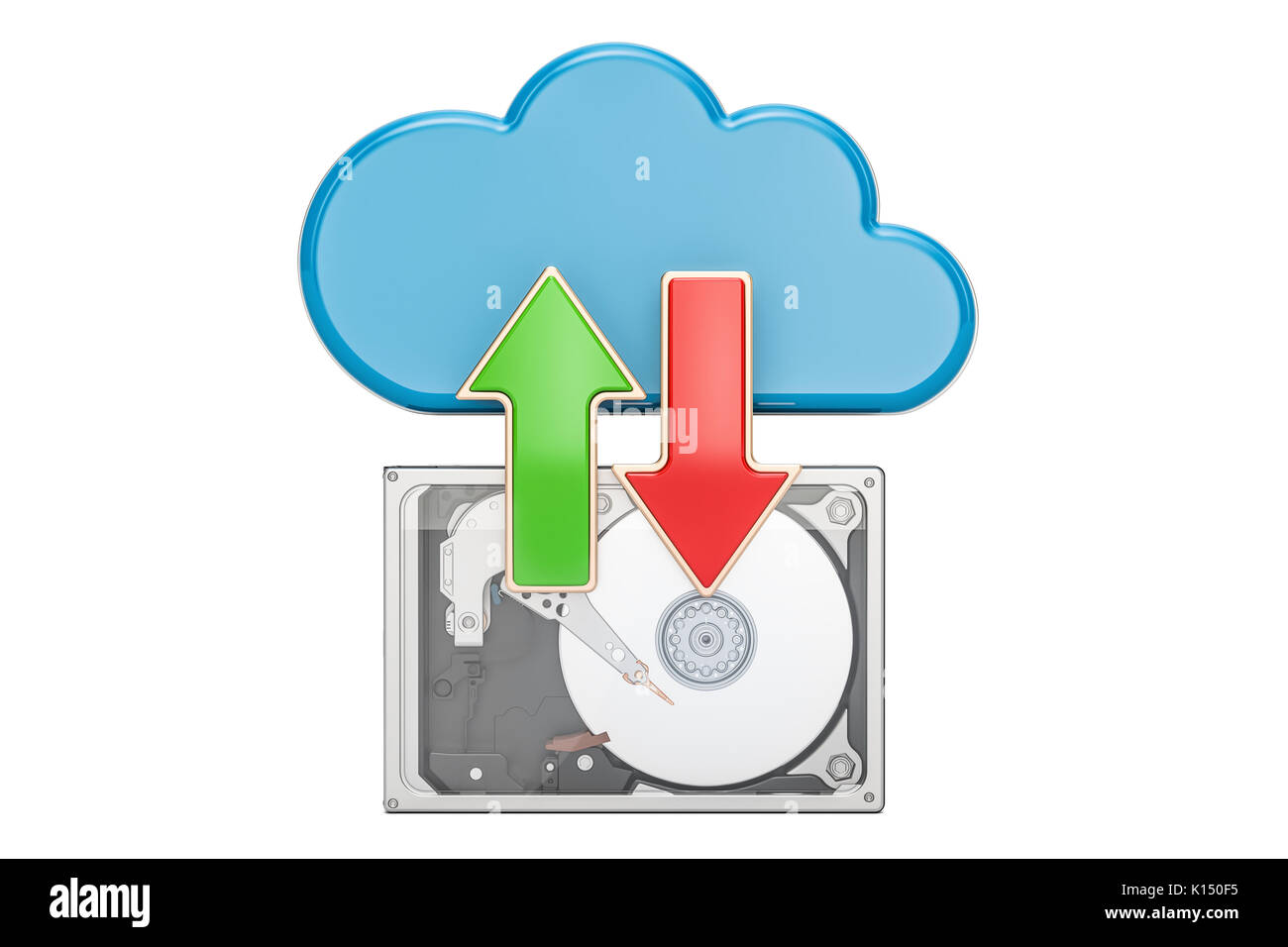 Cloud synchronization concept, 3D rendering isolated on white ...