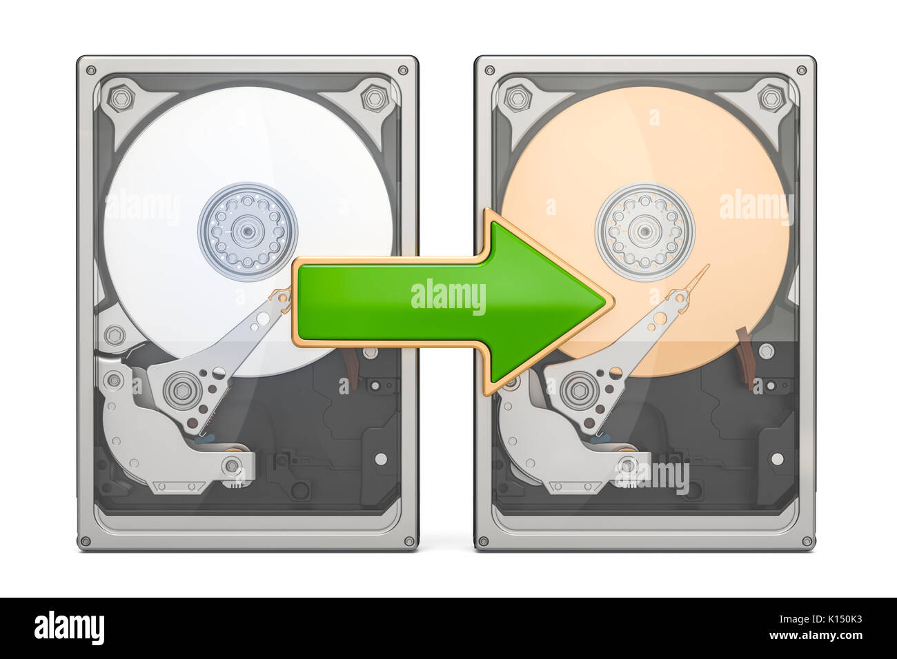 Storage backup concept with HDD, 3D rendering isolated on white ...