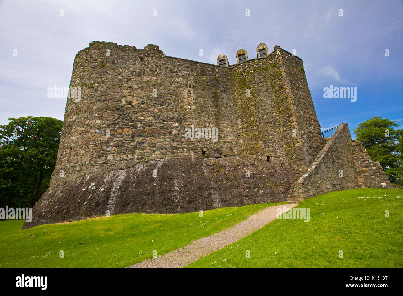 Exterior view of historic 13th century Dunstaffnage castle, near Oban ...