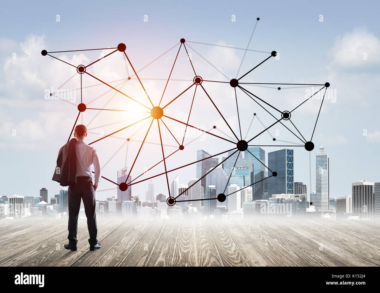 International business networking and social connection against modern ...