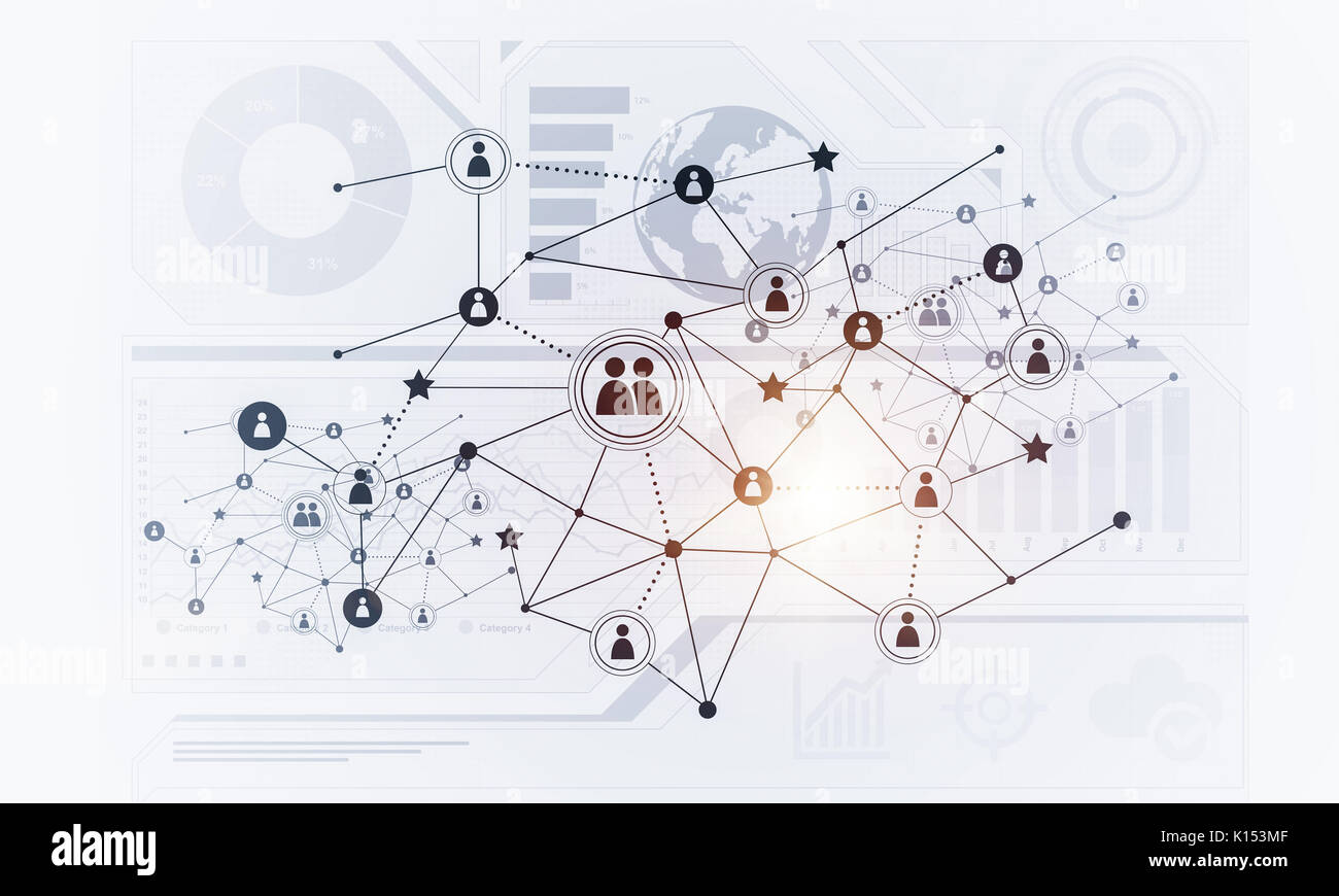Lines and dots as networking idea drawn on white background Stock Photo ...