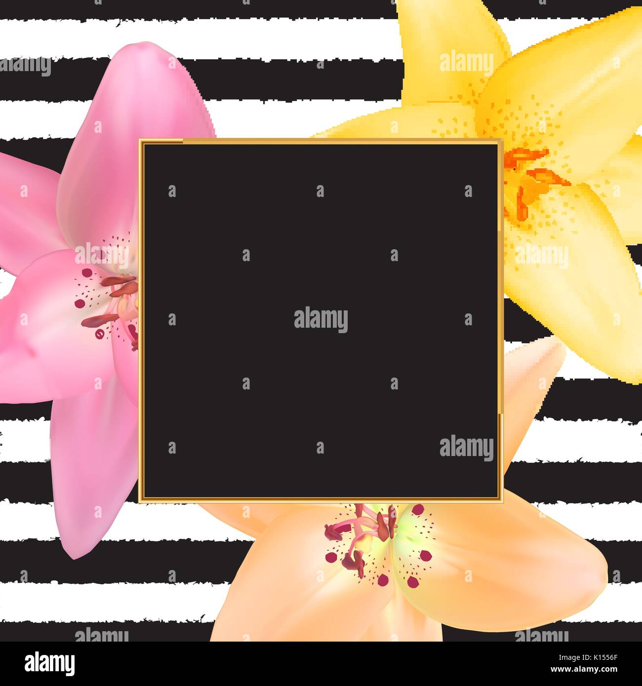 Abstract Frame with Lily Flower. Natural Background. Vector Illu Stock ...