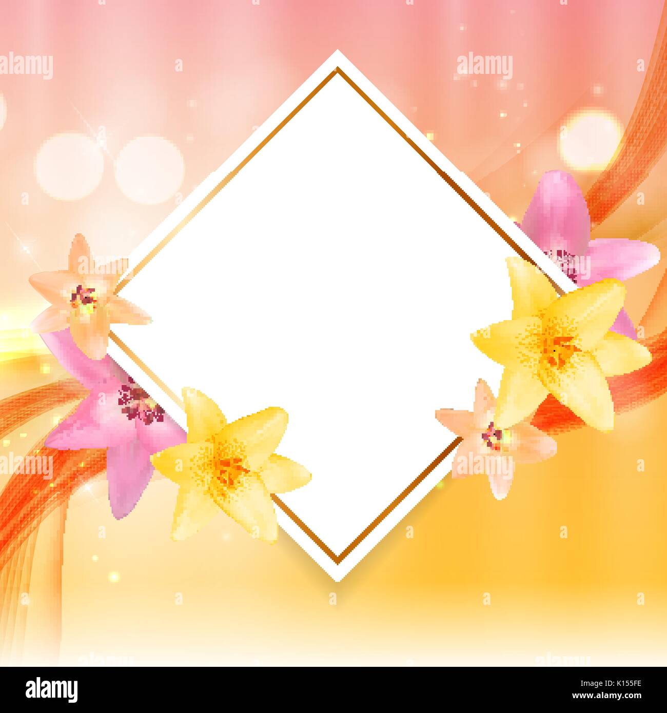 Abstract Frame with Lily Flower. Natural Background. Vector Illu Stock ...