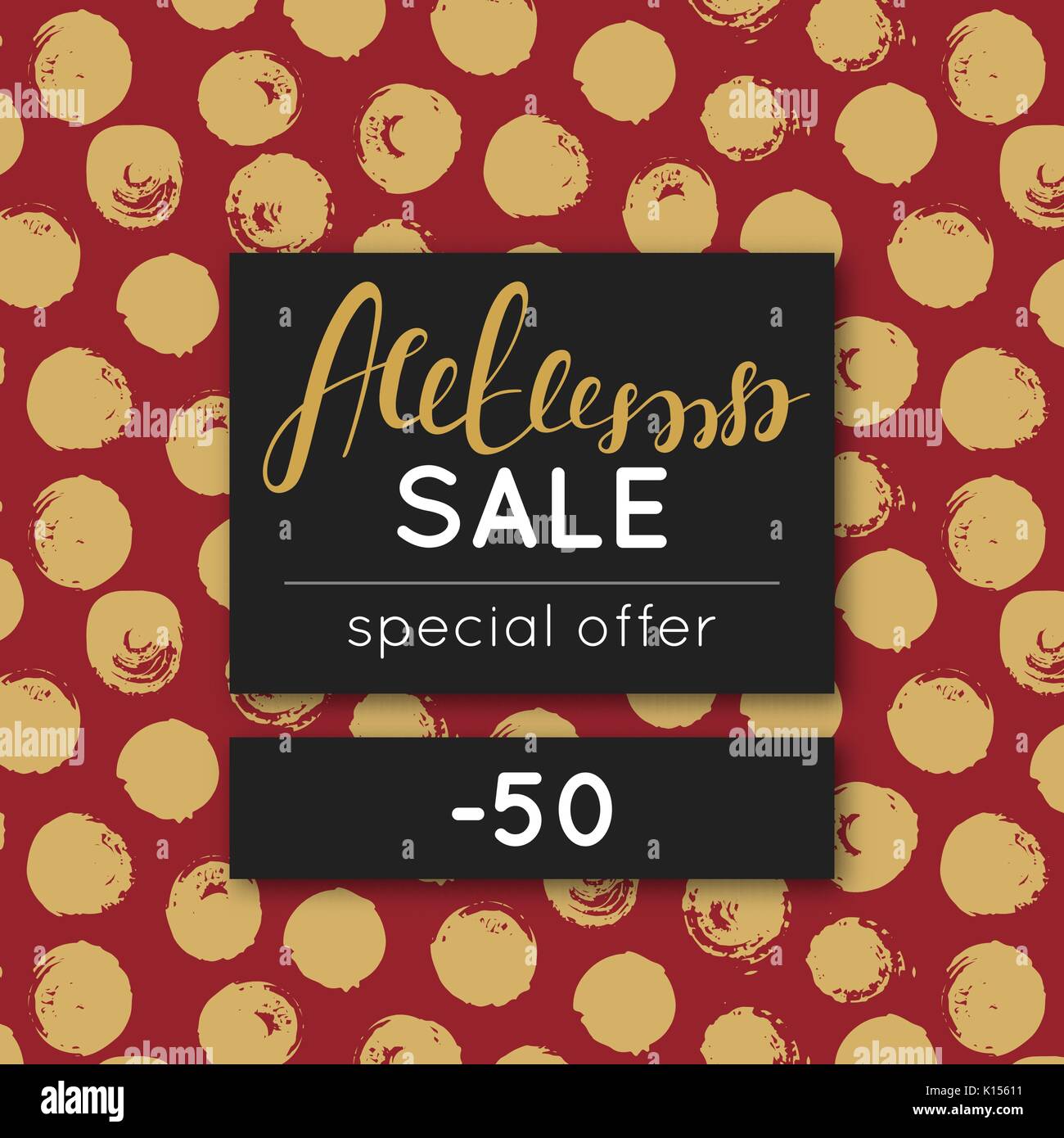 Autumn sale. Discount in fall. Special offer. Pattern with golden round ...