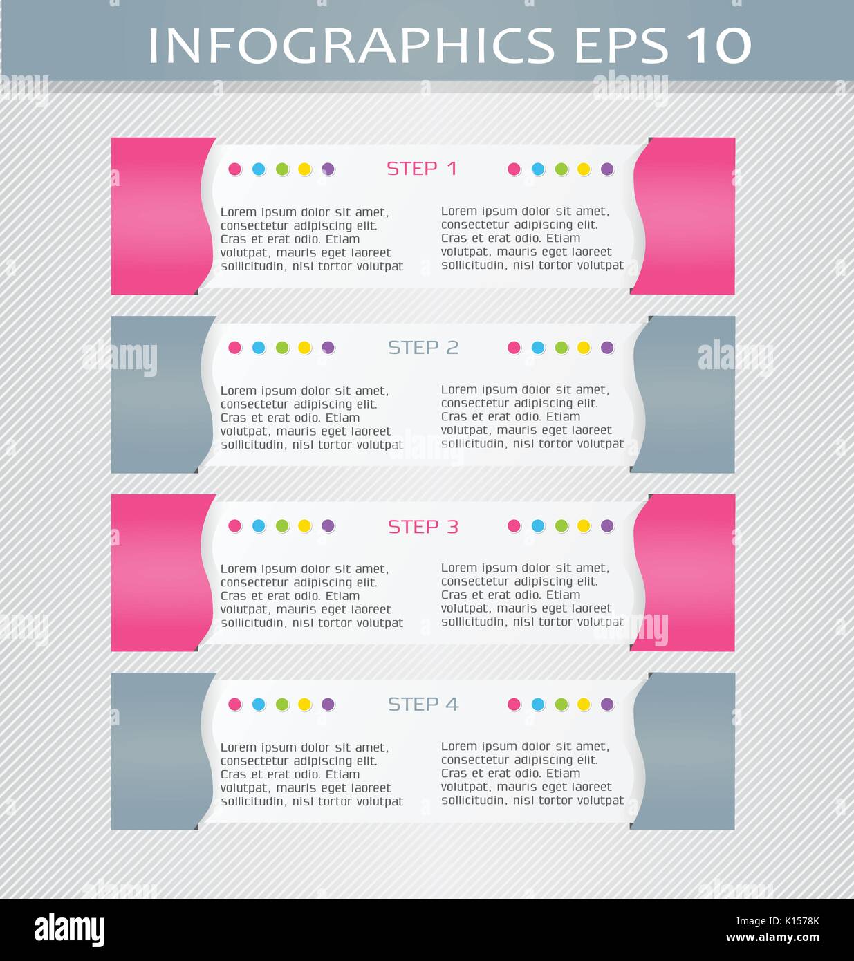 Modern infographic pink and grey design template with shadow vector ...