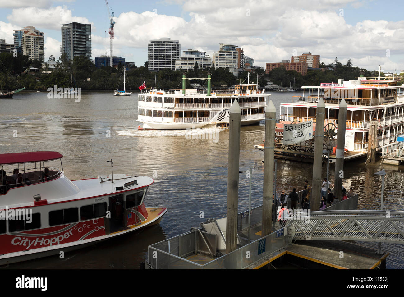 In the heart of the Brisbane City is the Eagle Street Pier with its ...
