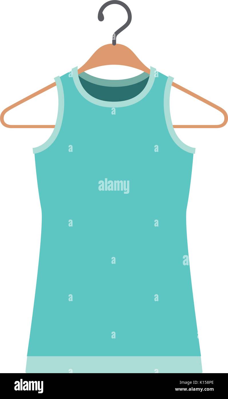 colorful silhouette of female t-shirt without sleeves in clothes hanger ...