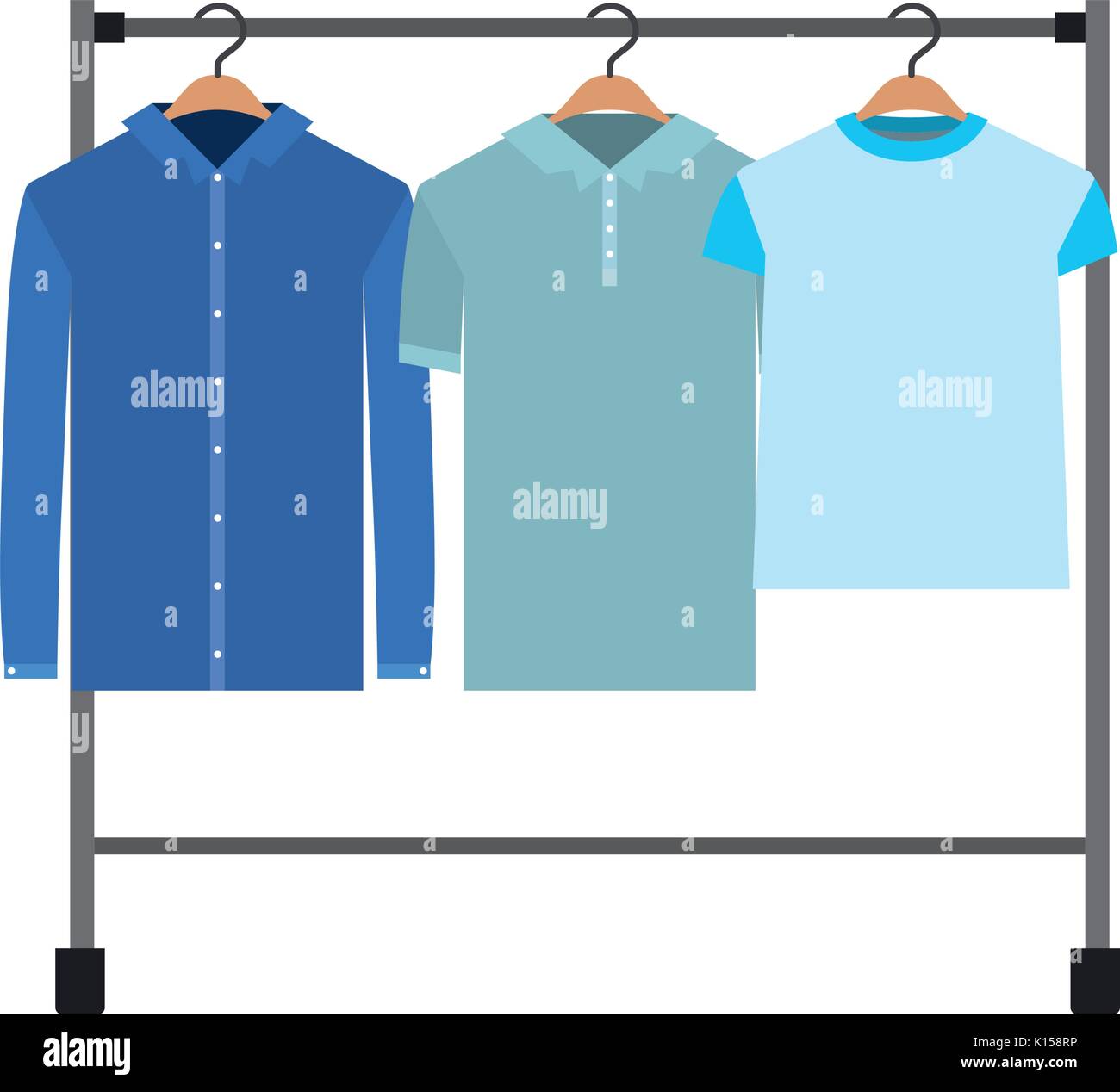 colorful silhouette of male clothes rack with shirts short and long ...