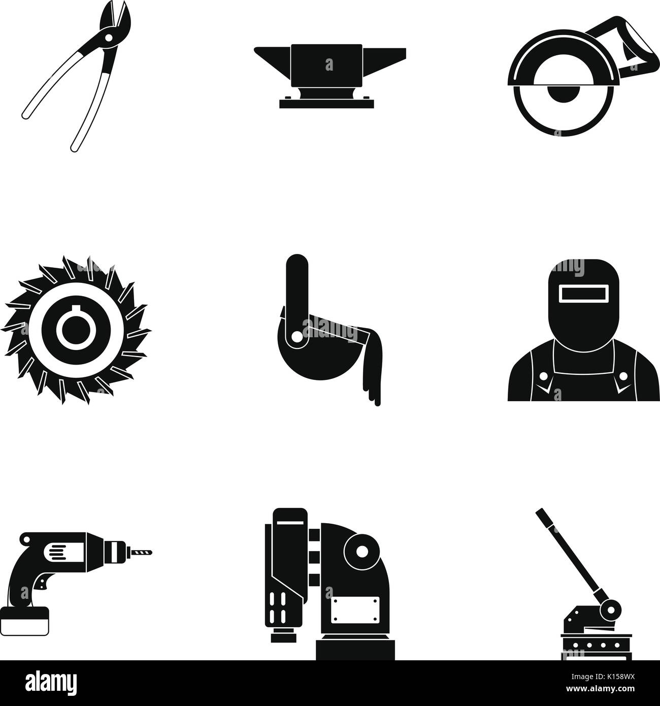 Metal processing icon set, simple style Stock Vector Image & Art - Alamy