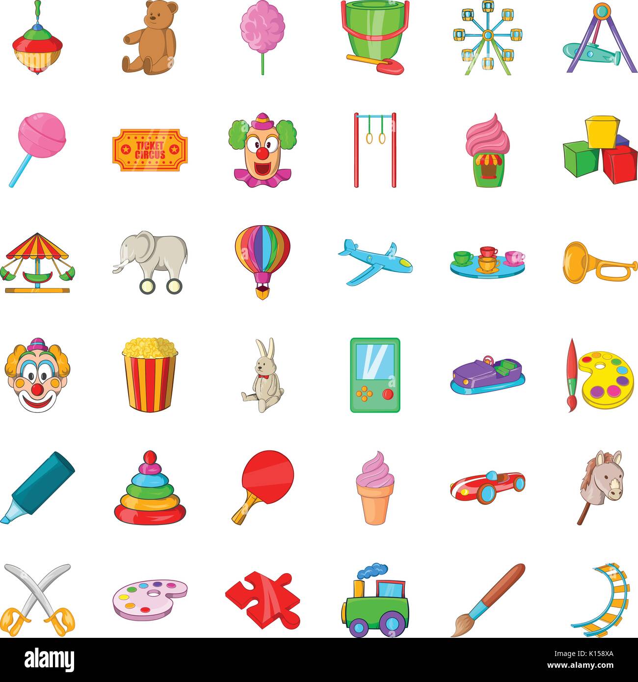 Playing icons set, cartoon style Stock Vector Image & Art - Alamy