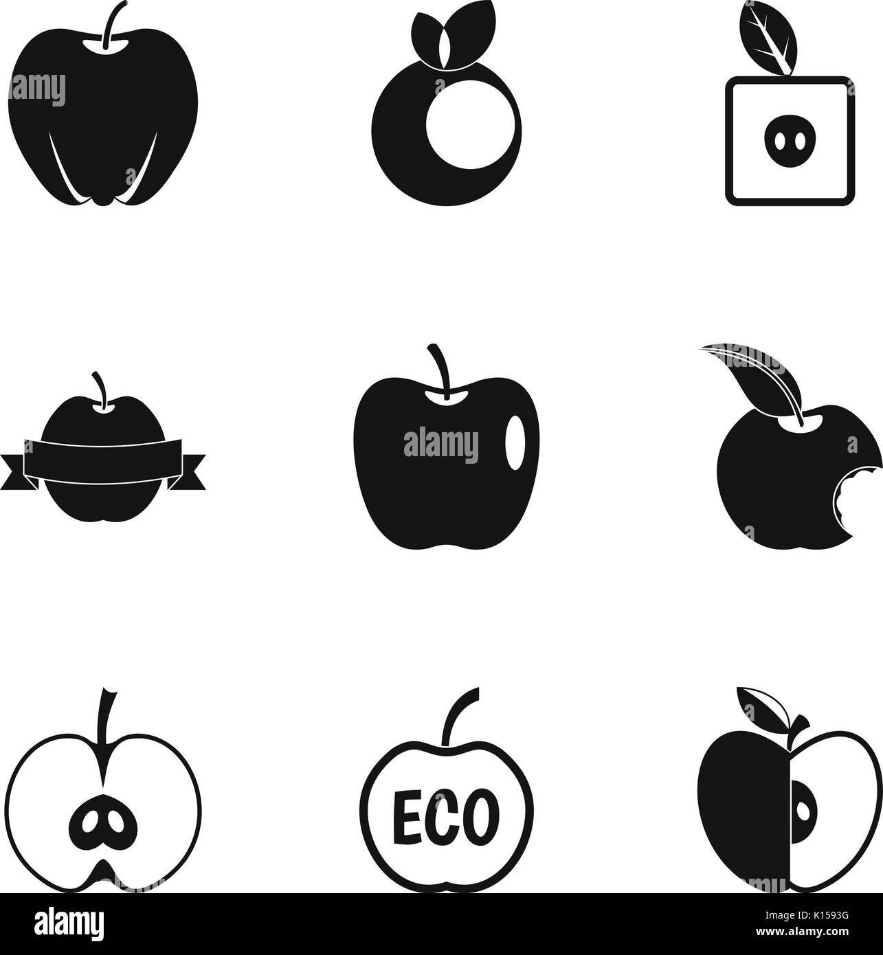 Apple logo icon set, simple style Stock Vector Image & Art - Alamy