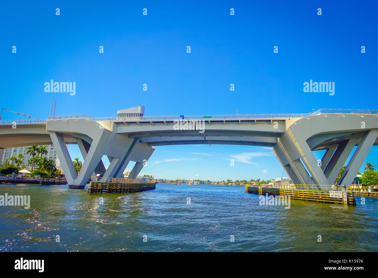 FORT LAUDERDALE, USA - JULY 11, 2017: Nice view of an opened draw ...