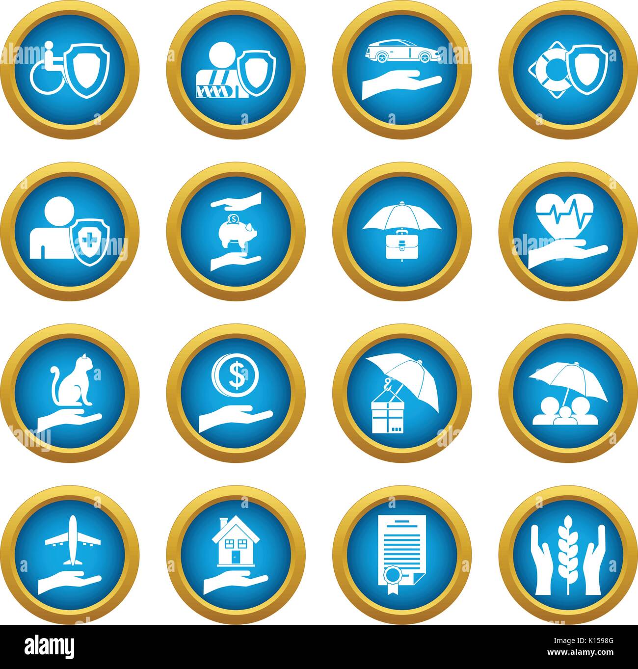 Insurance icons blue circle set Stock Vector Image & Art - Alamy