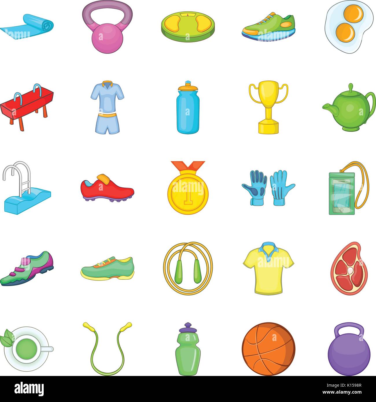 Gym icons set, cartoon style Stock Vector Image & Art - Alamy