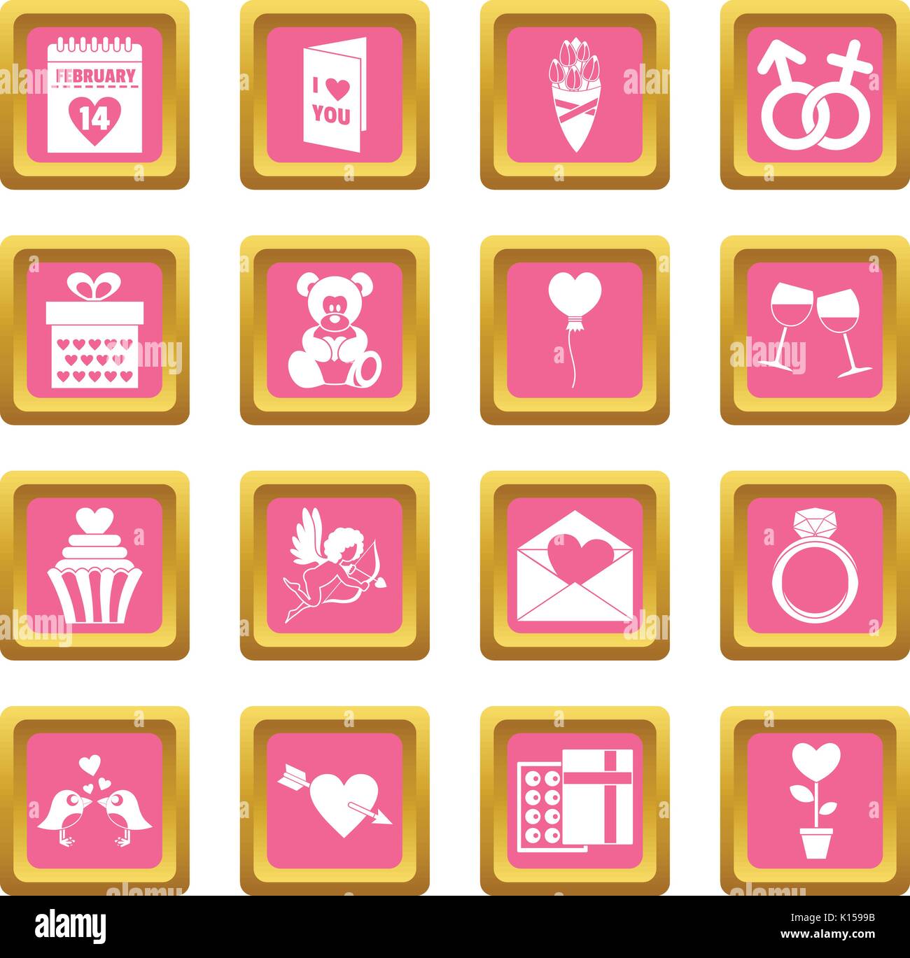 Saint Valentine icons pink Stock Vector Image & Art - Alamy