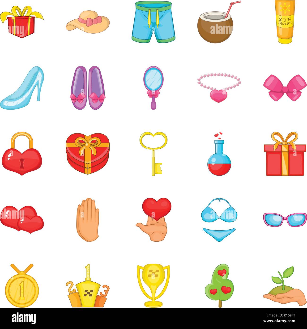 Happiness icons set, cartoon style Stock Vector Image & Art - Alamy