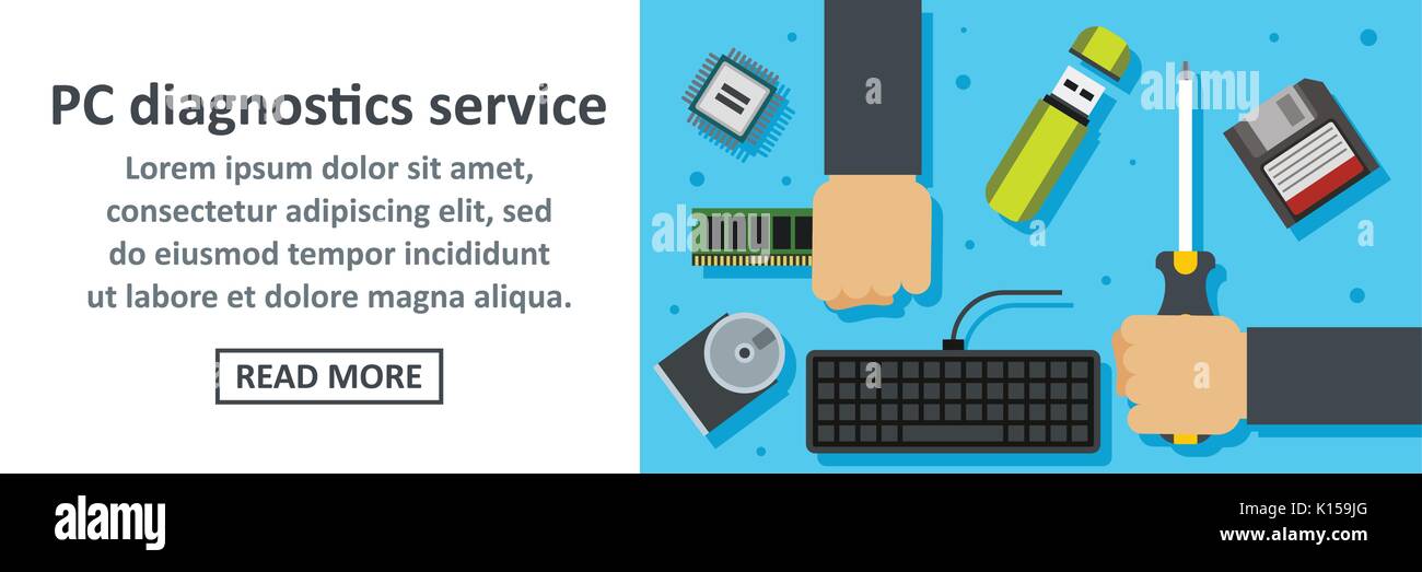 Pc diagnostics service banner horizontal concept Stock Vector Image ...