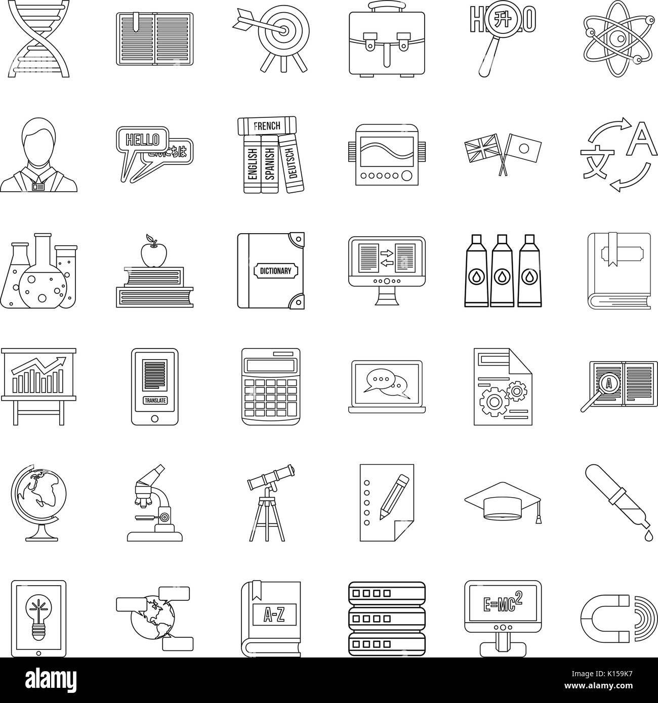 Textbook icons set, outline style Stock Vector Image & Art - Alamy